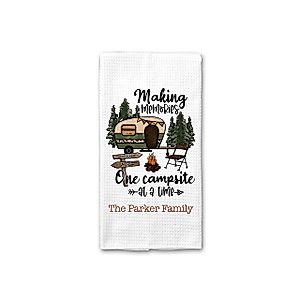 CANARY ROAD Personalized RV Camping Dish Towel | Making Memories Towel | Travel Trailer Gift | Camper Accessories | Dish Towel | Camper Decor