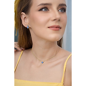 B. BRILLIANT Blue Necklaces for Women Yellow Gold Flashed Sterling Silver Royal Crystal Solitaire Chokers for Bridesmaids Fashion Trendy Summer