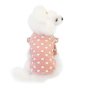 Dog Sweatshirt Set Pet Clothes Autumn Winter Winter pet Clothes Love Bottoming Shirt Female Dog Sweater Medium (Large, Pink)
