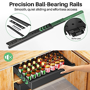 Pull out Cabinet Organizer, 21"Deep, Slide out Drawer Organizer for Kitchen Cabinets, Under Sink Organizers and Storage with Adhesive Nano Film Fixed, Sliding Organization Bins for Bathroom, Pantry