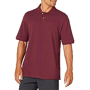Amazon Essentials Men's Regular-Fit Cotton Pique Polo Shirt (Available in Big & Tall), Burgundy, Large