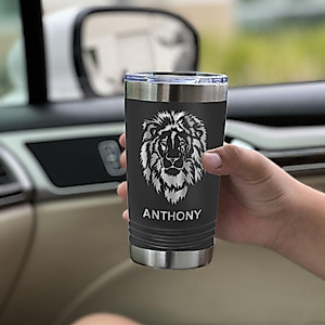 LaserGram 16oz Vacuum Insulated Pint Tumbler, Dragon, Personalized Engraving Included (Black)