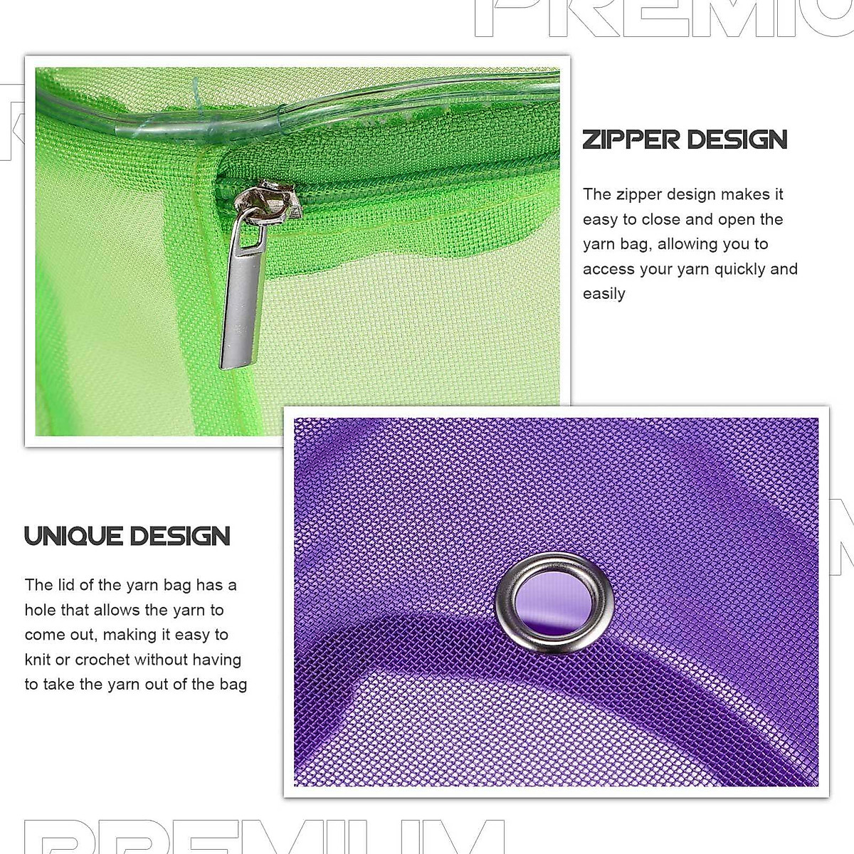 Ciieeo 2 Pcs Yarn Storage Bag Mesh Knitting Bag Portable Round Yarn Balls Organizer Yarn Wool Storage Bag for Sewing Accessories, Yarn Balls and Crochet Kits