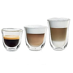 De'Longhi Fancy Collection Double Walled Thermo Espresso, Cappuccino and Latte Macchiato Glasses, (Set of 6), Clear
