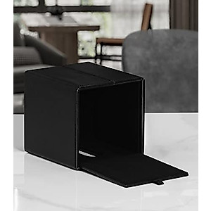 GOLRANLYE Tissue Box Cover Square Multifunctional PU Leather Facial Tissue Box Holder for Dresser Bathroom Decor (Black)