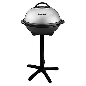 George Foreman, Silver, 12+ Servings Upto 15 Indoor/Outdoor Electric Grill, GGR50B, REGULAR & 4-Serving Removable Plate Grill and Panini Press, Black, GRP1060B