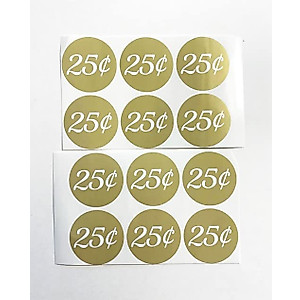 12 Pack 25 Cent Vending Price Stickers Candy Gumball Label 1.25"