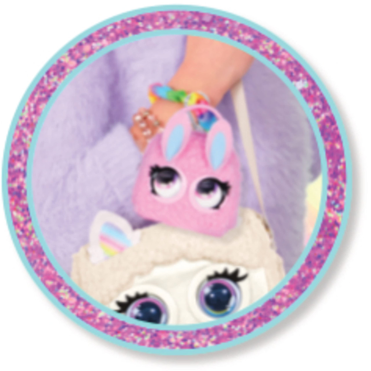 Purse Pets Micros, Fuzzy Bunny BB Mini Kids Purse with Eye Roll, Shoulder Bag Crossbody Purse Accessories, Girls Coin Purse & Tween Gifts