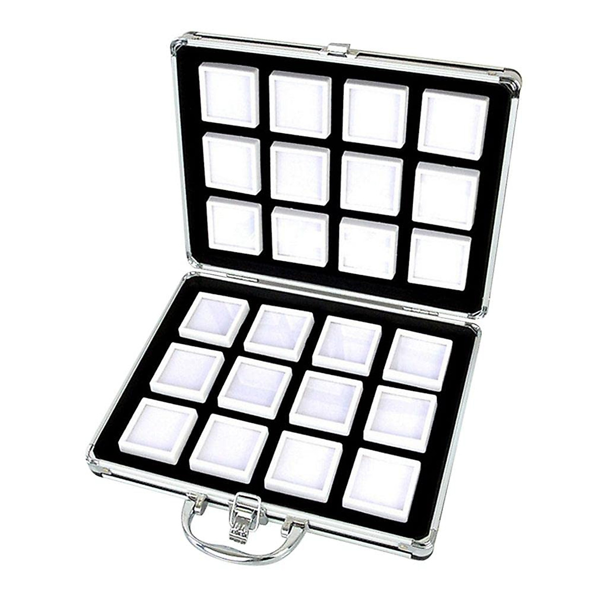 GZYF Aluminium Alloy Box - Gem Jar Foam Insert Tray Jewelry Display Organizer Gemstones Beads Storage Case, 5cm