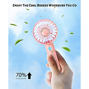 RNKRUN Portable Mini Fan, HandHeld Small Personal Battery Operated Fan Quiet usb Rechargeable 3 Speed makeup Lash Fan for Outside Travel Patios Indoor Shop Women Men Kids Girl Eyelash, pink
