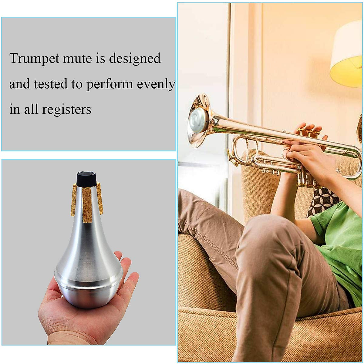 Trumpet Straight Mute,HoFire Lightweight Aluminum Practice Trumpet Mute Silencer