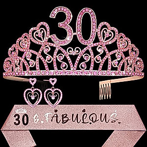 30th Birthday,30th Birthday Tiara and Sash,30 and Fabulous Sash,30th Bday Crown for Women,Gift for 30 Year Old Woman,30th Birthday Party Supplies,30th Birthday Decorations for Women,30th Bday Favor