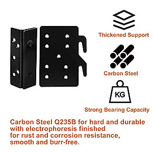 4 Pack Heavy Duty Bed Rail Hooks, Bed Rail Brackets for Wooden Bed Replacement, Universal Bed Frame Hardware with Screws Included