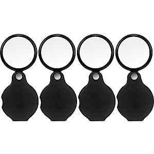 HESTYA 8 Pack 10X Mini Magnifying Glass Folding Pocket Magnifier Glass Loupe with Black Rotating Protective Holster for Reading Newspaper, Book, Magazine, Science, Hobby, Jewelry
