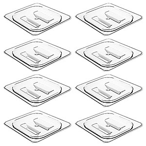 8 Pcs Polycarbonate Hotel Pan Lids with Handle 1/6 Size Food Pan Lid Clear Plastic Steam Table Pan Lid 6.9”x 6.3”Commercial Food Storage Containers Covers for Restaurant Hotel