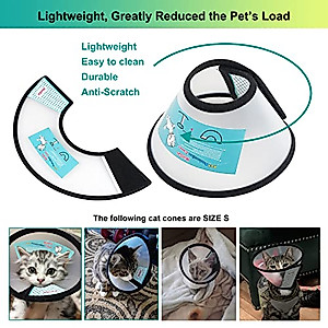 MintCat Cat Cone, Adjustable Cat Cone Collar Soft, Lightweight Cat Recovery Collar, Protective Cat Cones to Stop Licking Pet Cone, Plastic Elizabethan Collar for Cats Kitten Small Dog After Surgery, S