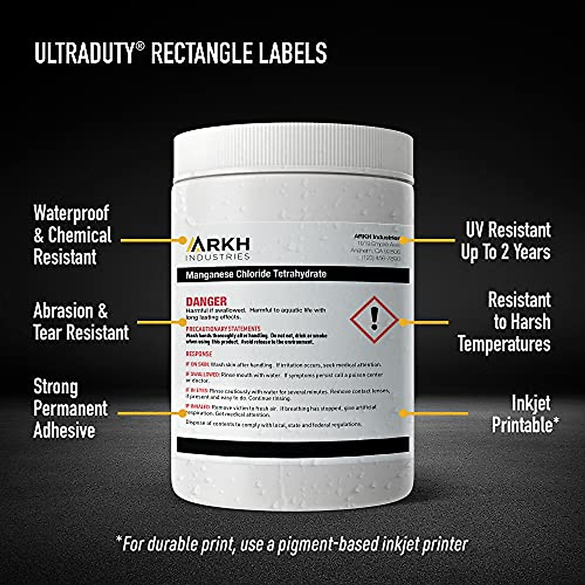Avery UltraDuty GHS Labels, Waterproof, 1 X 2-5/8 Inch Rectangle Labels, Pack of 750 White Labels for Use with Pigment Inkjet Printers