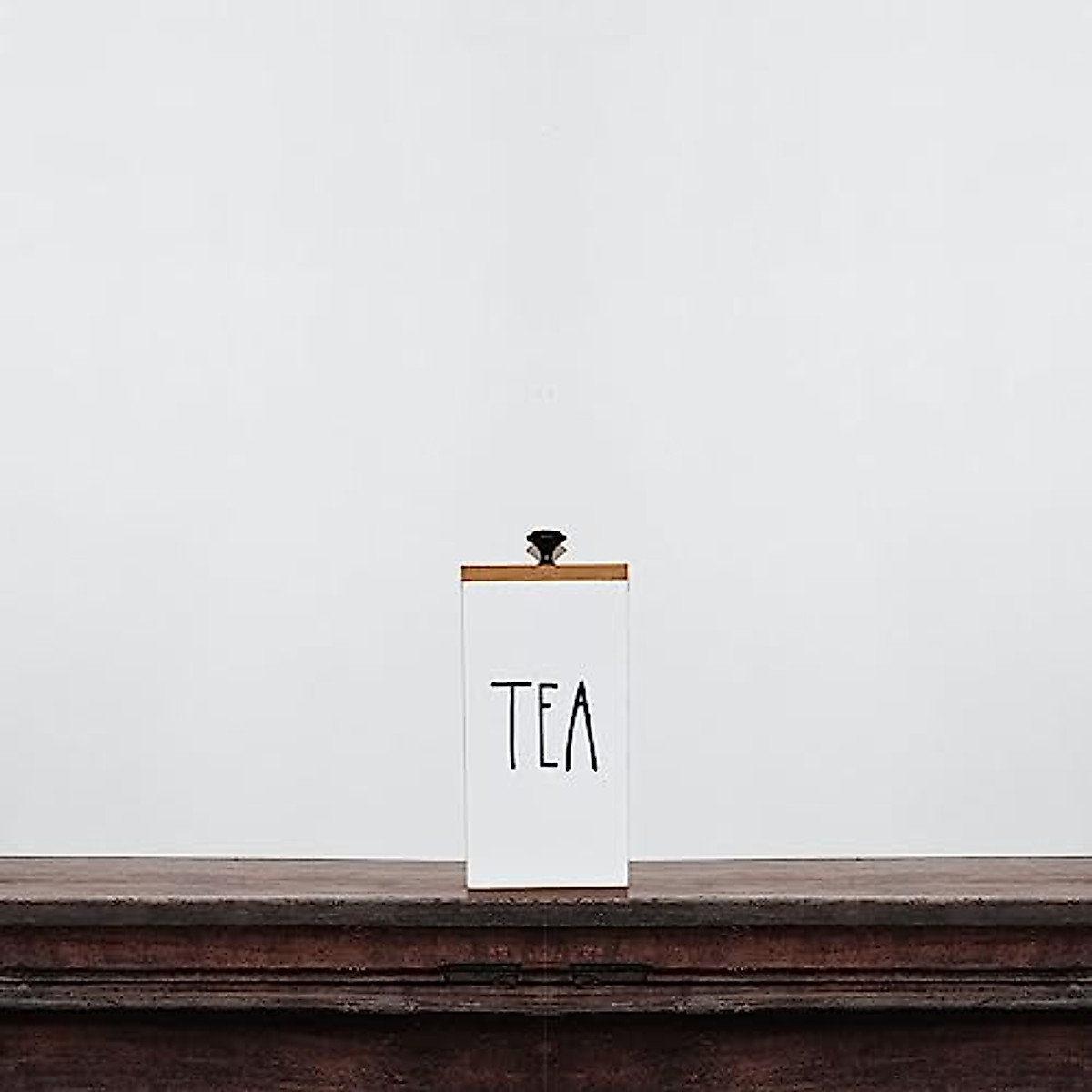 Tea Bag Holder, Farmhouse Tea Caddy, Wood Tea Bag Storage Organizer, Tea Containers with Lid, Tea Bag Dispenser, Tea Canister, Tea Accessories, Great for Tea Bars and Tea Gifts (White)