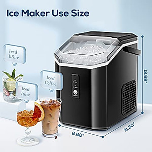 Xbeauty Nugget Ice Maker Countertop with Handle Up to 35lbs of Ice a Day,Self-Cleaning Nugget Ice Maker,Removable Ice Basket&Scoop for Home/Kitchen/Office/Party