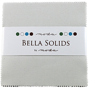 Bella Solids Feather White Moda Charm Pack by Moda Fabrics; 42-5" Quilt Squares
