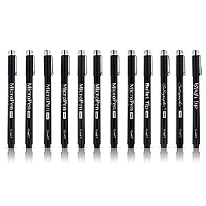 Vanli's 12 Pack Fine Tip Art Pens for Drawing. Waterproof Archival Fineliner Calligraphy Hand Lettering Pens. Microline Bible Journaling Pens, 12 Pack