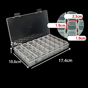 ccHuDE 28 Grids Plastic Bead Storage Box Diamond Art Box Transparent Small Item Organizer Case Clear Craft Organization Box Compartment Container for DIY Jewelry