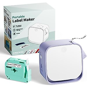 Vixic Label Maker Machine, Bluetooth Labeler, Inkless & Portable Min Label Maker, 12mm 0.47'' Labeling Tapes, Easy to Use, Multiple Icons for Home School Organizing, Rechargeable, M960 Purple