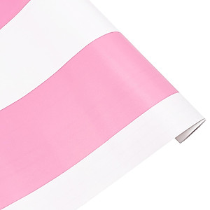 LovingWay 14.7 feet Wallpaper Roll Two-Tone Drawer Liner 17.7x177 Inch Self-Adhesive Corner Shelving Paper Multi Use Furniture PVC Protector Pink White Stripes