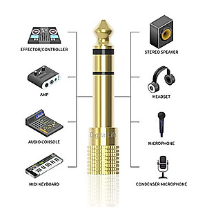 DigitalLife TRS635MF-1A | 6.35mm to 3.55mm Audio Interface Converter for Music/MIDI Instruments