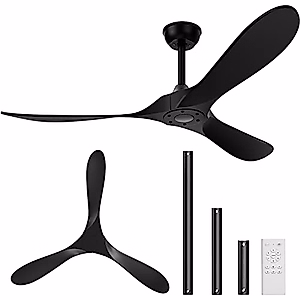 alescu Black Ceiling Fan 52" with Remote Control,Modern Reversible DC Motor for Patio Bedroom Living Room Christmas Gift