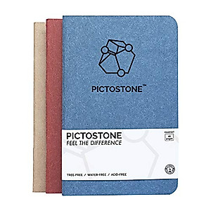 Pictostone Stone Paper Pocket / Passport Sized - 3 Pack - Ruled - Journal / Memo, Waterproof, Tree free - 3.5" x 5.5" ( 90 mm x 140mm ), 48 perforated pages for easy removal (each)