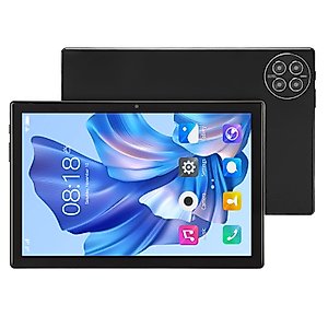 Honio Smart Tablet, 10 Inch Tablet Stand 4GLTE 5GWiFi 1920x1200 Resolution Portable Front 8MP Rear 20MP US Plug 100-240V Octa Core CPU for Entertainment (Black)