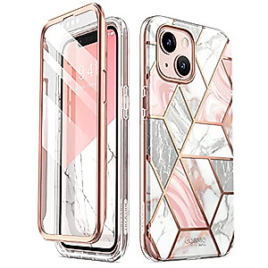i-Blason Cosmo Series Case for iPhone 13 Mini 5.4 inch (2021 Release), Slim Full-Body Stylish Protective Case with Built-in Screen Protector (Marble)