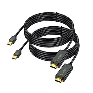 UVOOI Mini DisplayPort to HDMI Cable 4K 10 Feet (2-Pack), Mini DP to HDMI Cable Cord (Thunderbolt Compatible with MacBook Air/Pro, Surface Pro/Dock) for HDTV, Projector, Monitor