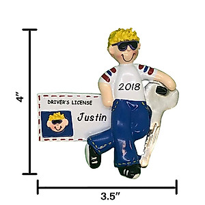 Personalized New Driver Christmas Ornaments 2023 - Fast & Free 24h Customization – Driver's License and Car Key for Boy Blonde Christmas Decorations with Name - Comes Gift-Wrapped