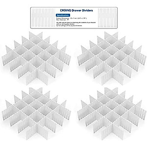 Croing - 32 pcs White - Drawer Dividers - Drawer Organizer - Ornament Storage Dividers - Drawer Separators