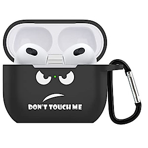 Airpods 3 Case Cover 2021,CACOE Silicone Case Cover for AirPods 3rd Generation,Black Protective Skin AirPod 3 Gen Cases Shockproof Air Pod Cute Funny Print Accessories with Keychain