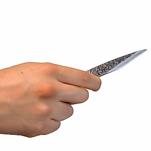 KAKURI Kiridashi Knife 15mm (Curved) Right Hand for Woodworking, Marking, Carving, Whittling, Professional Hand Forged Razor Sharp Japanese Carbon Steel Blade with Hammered Pattern, Made in JAPAN