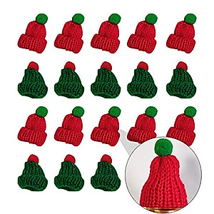 BESTOYARD 20pcs Mini Beanie Tiny Knit Hats for Crafts Handmade Mini Hat Tree Ornaments Miniature Knitted Hats Cute Doll Hat Small Santa Hats Decor Bottle Knitting Wool Cell Phone