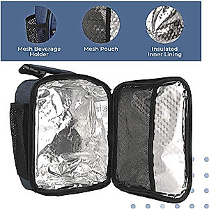 Insulated Lunch Bag for Men, Women & Kids with water bottle holder, Professional lunchbox for adults, Mens lunchbox for work, School and Outdoor Activities, waterproof insulated lunch box, Dark Blue