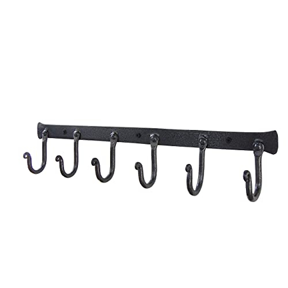 BOSKY Coat Rack Wall Mounted Heavy Duty Wrought Iron 6 Large Coat Hooks Rail | Home Decor No Rust Hooks for Hanging Clothes,Purses,Jacket,Hats,Towel (Rustic Silver)
