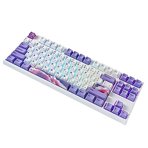 BOYI IK87 75% Tri-Mode Mechanical Gaming Keyboard,BT5.0/2.4G Wired RGB Keyboard,N-Key Rollover TKL Custom Keyboard Gateron Yellow Switch(Purple Dream Encounter Keycaps)