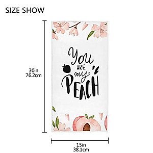 Bolaz Hand Towels Bath Towels for Bathroom Washcloths Face Cloths Cotton Peach Floral Decorative Absorbent Soft 30x15in