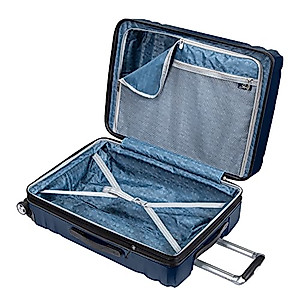 Skyway Nimbus 4.0 Expandable, Durable Hardside, 4 Wheel Spinner, Lightweight Suitcase, Unisex, Stylish, Maritime Blue, Checked-Medium 24-Inch