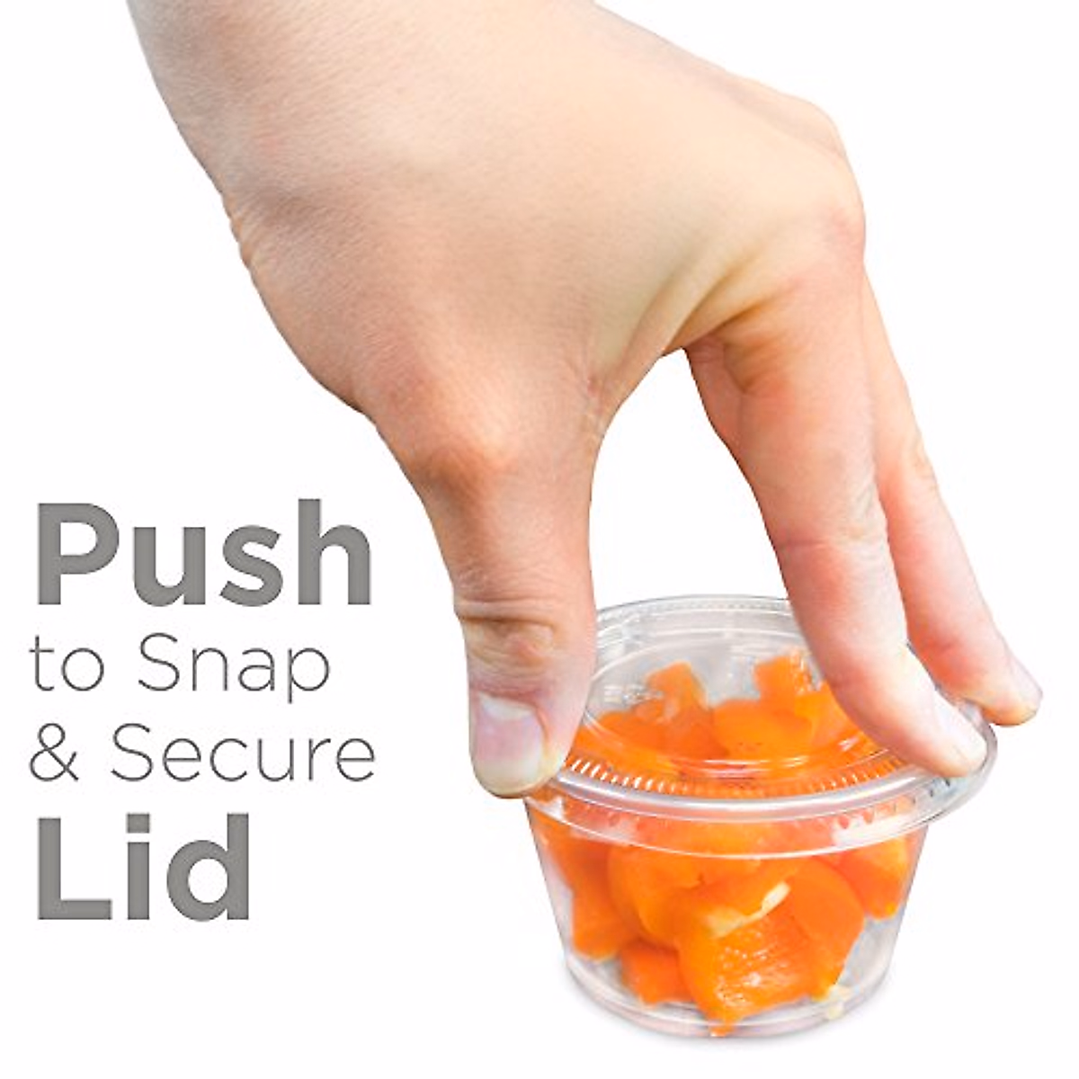 Back of House Ltd. 100-pack of Disposable Clear Plastic Condiment Storage Cups with Lids - Choose 2 oz. or 4 oz. - For Restaurant, Home, Gelatin Shots (2 oz.)