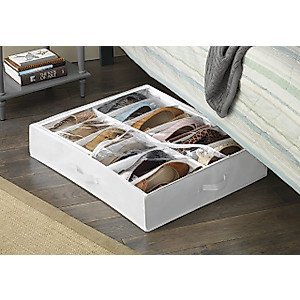Whitmor Underbed Shoe Bag, White with Clear Top