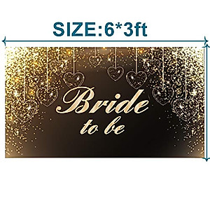 Belrew Durable Bride to Be Backdrop Banner, Bridal Shower, Engagement, Bachelorette Party Backdrop, Wedding Party Background Decoration - Gold 6ft x 3ft