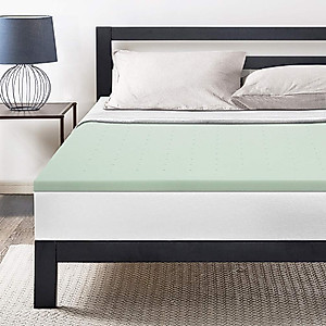 Best Price Mattress 1.5 Inch Ventilated Memory Foam Mattress Topper, Calming Green Tea Infusion, CertiPUR-US Certified, Short Queen