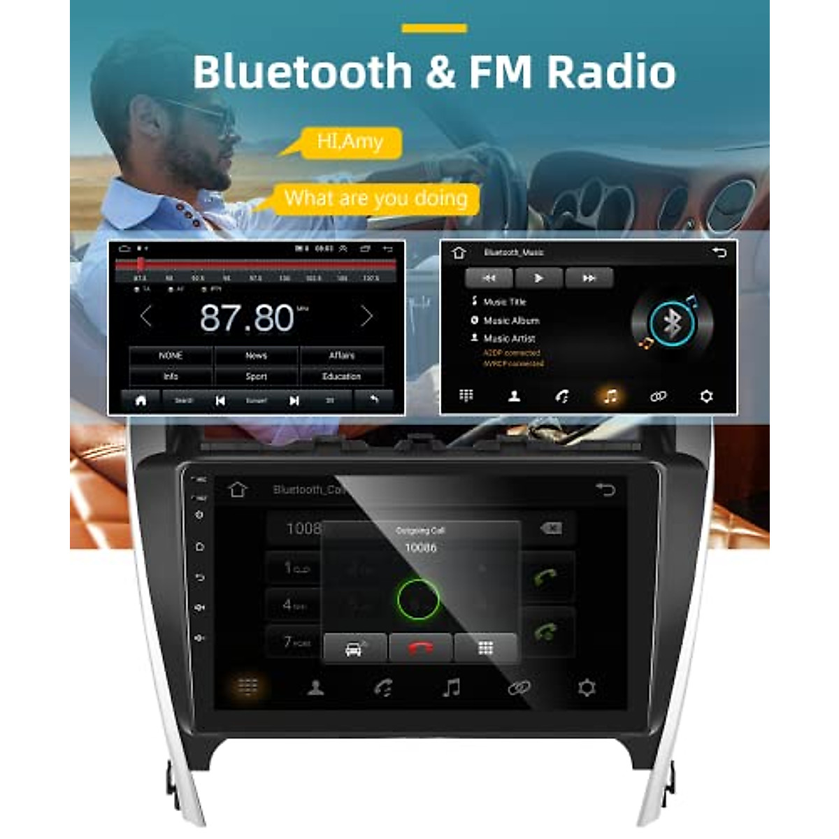 Android Car Stereo for Toyota Camry 2012 2013 2014 with Apple Carplay, Rimoody 10.1 Inch Touch Screen Car Radio with GPS Navigation Bluetooth FM HiFi WiFi Android Auto + AHD Backup Camera