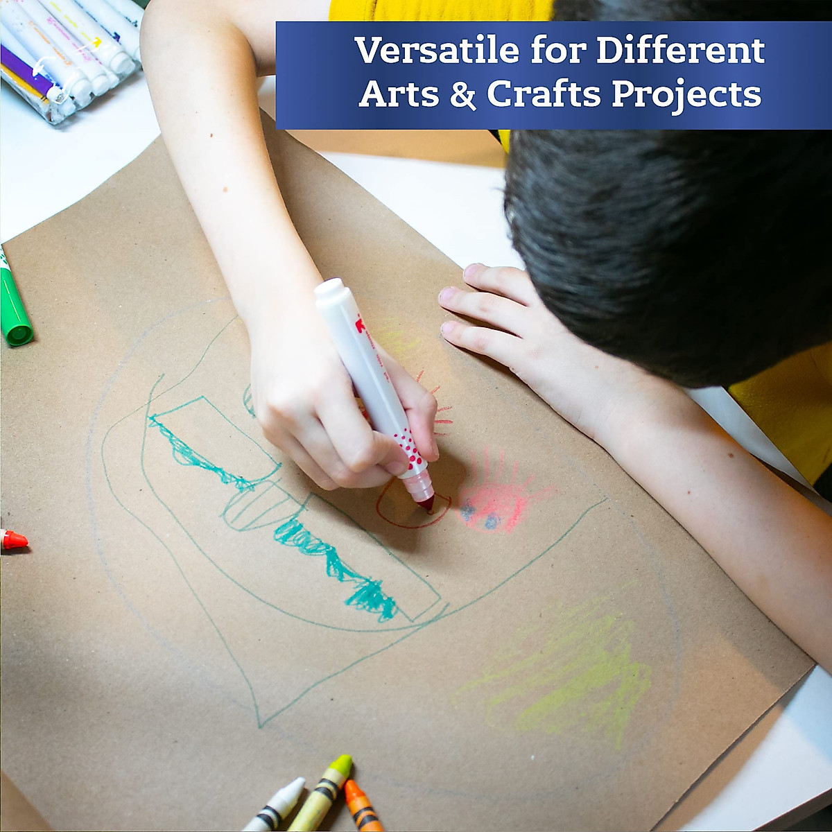 Brown Kraft Paper Roll 17.5 in x 1320 in (110 ft) Made in The USA - Brown Paper Roll - Brown Wrapping Paper Roll - Brown Craft Paper Roll - Roll of Paper - Kraft Wrapping Paper, Shipping Paper